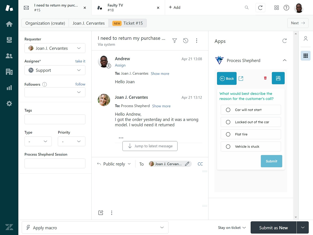Process Shepherd App Integration with Zendesk Support